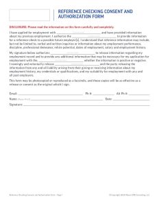 Reference Checking Consent and Authorization Form - American Ambulance ...